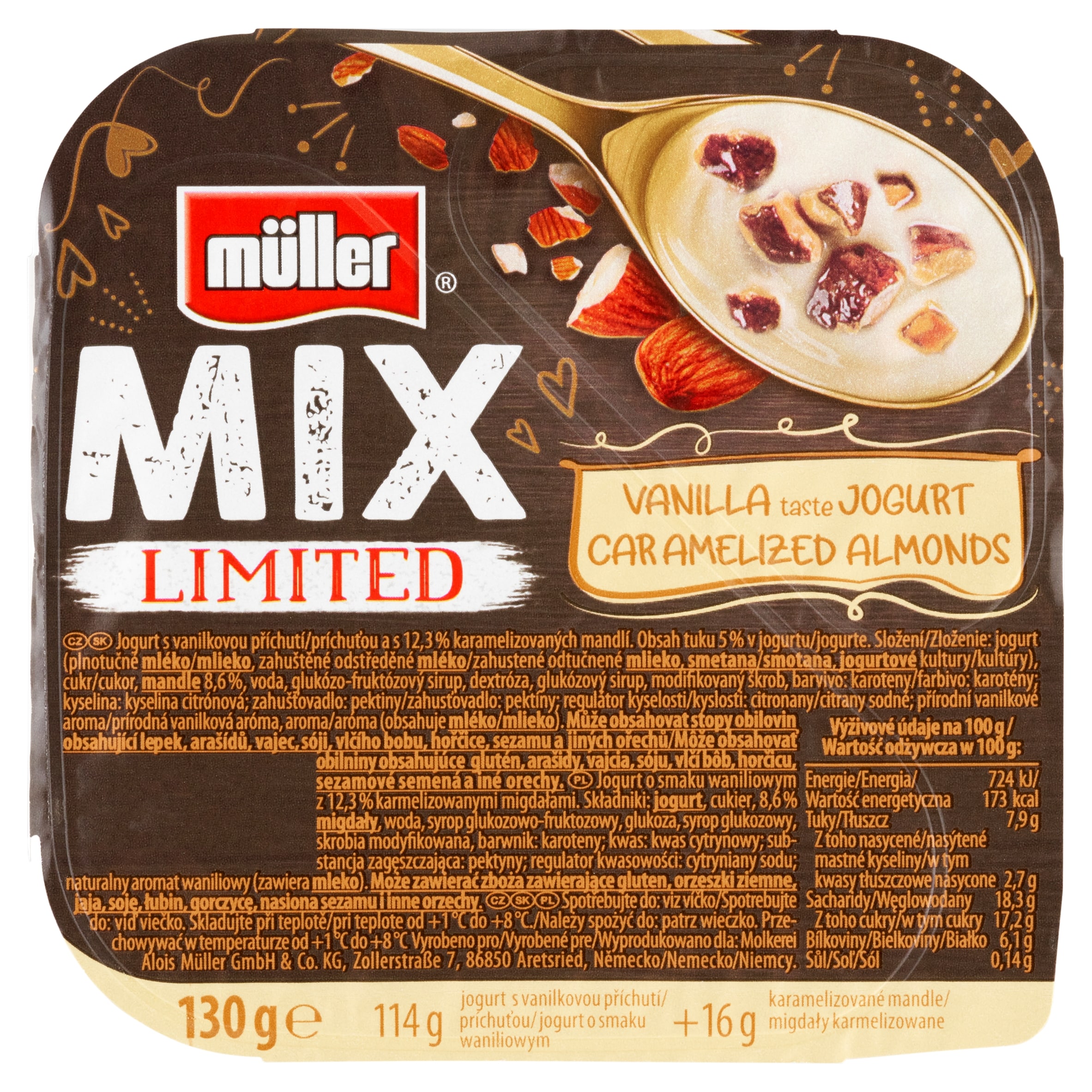 Müller Mix Limited Vanilla taste Jogurt Caramelized Almonds 130g ...