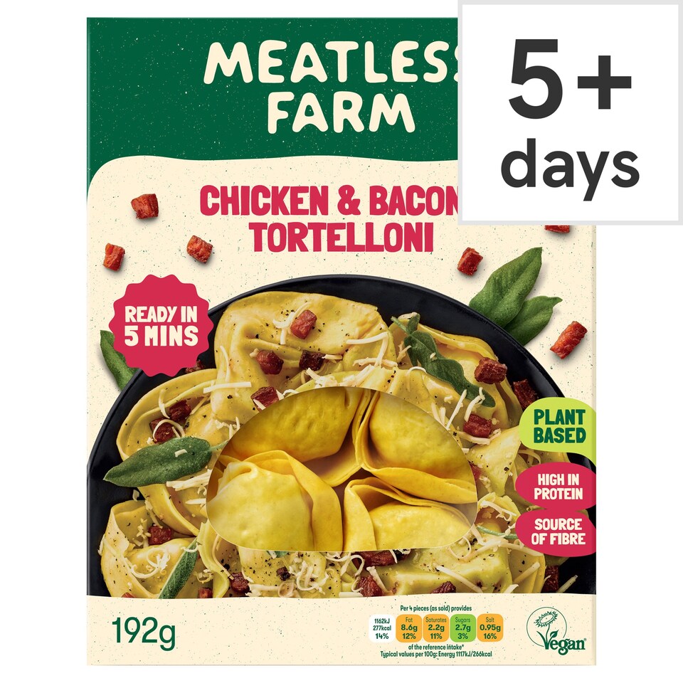 Meatless Farm Chicken & Bacon Style Tortelloni 192g - Tesco Groceries