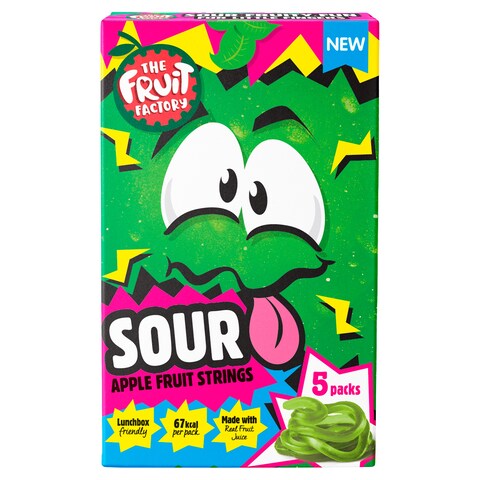 The Fruit Factory Sour Apple Fruit Strings 5x20g - Tesco Groceries