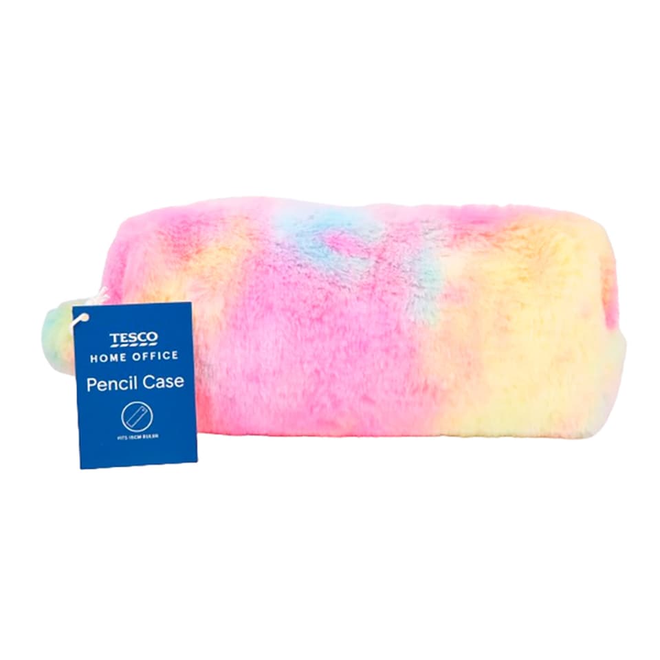Tesco Rainbow Fur Pencil Case - Tesco Groceries
