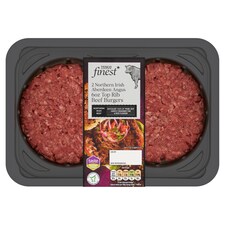 Tesco Finest 2 Northern Irish Aberdeen Angus 6oz Top Rib Beef Burgers ...