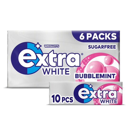 Wrigley's Extra White Bubblemint 6X10 Pieces 84G - Tesco Groceries