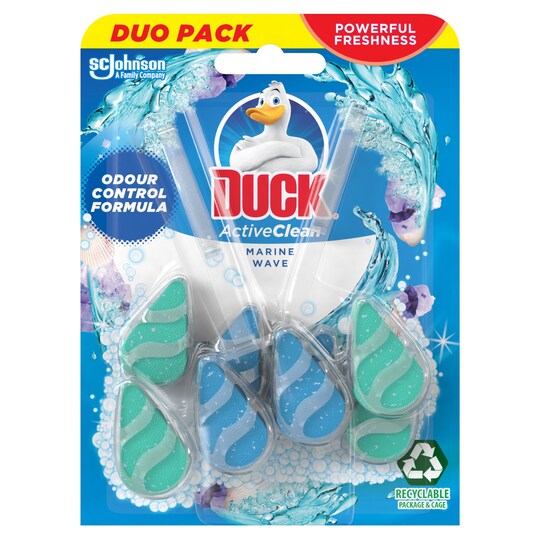 Duck Activeclean Marine Wave Rim Blocks 2 X 38.6G - Tesco Groceries