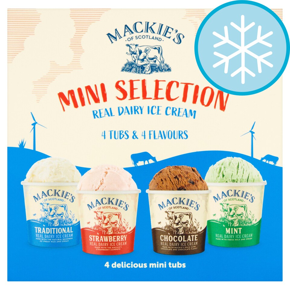 Mackie's Mini Selection Dairy Ice Cream 4X120ml - Tesco Groceries