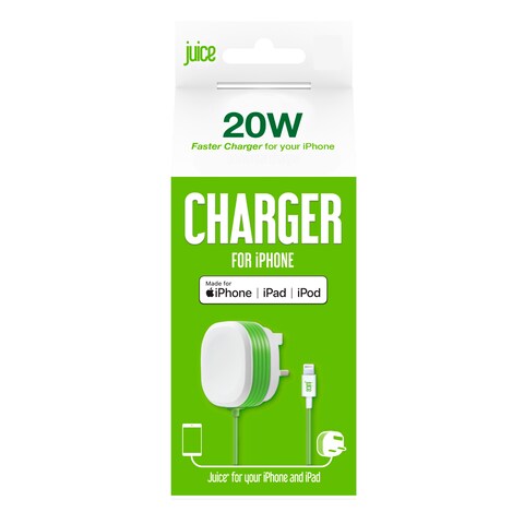 Juice 20W Mains Home Charger Plug With Integrated Lightning USB iPhone ...