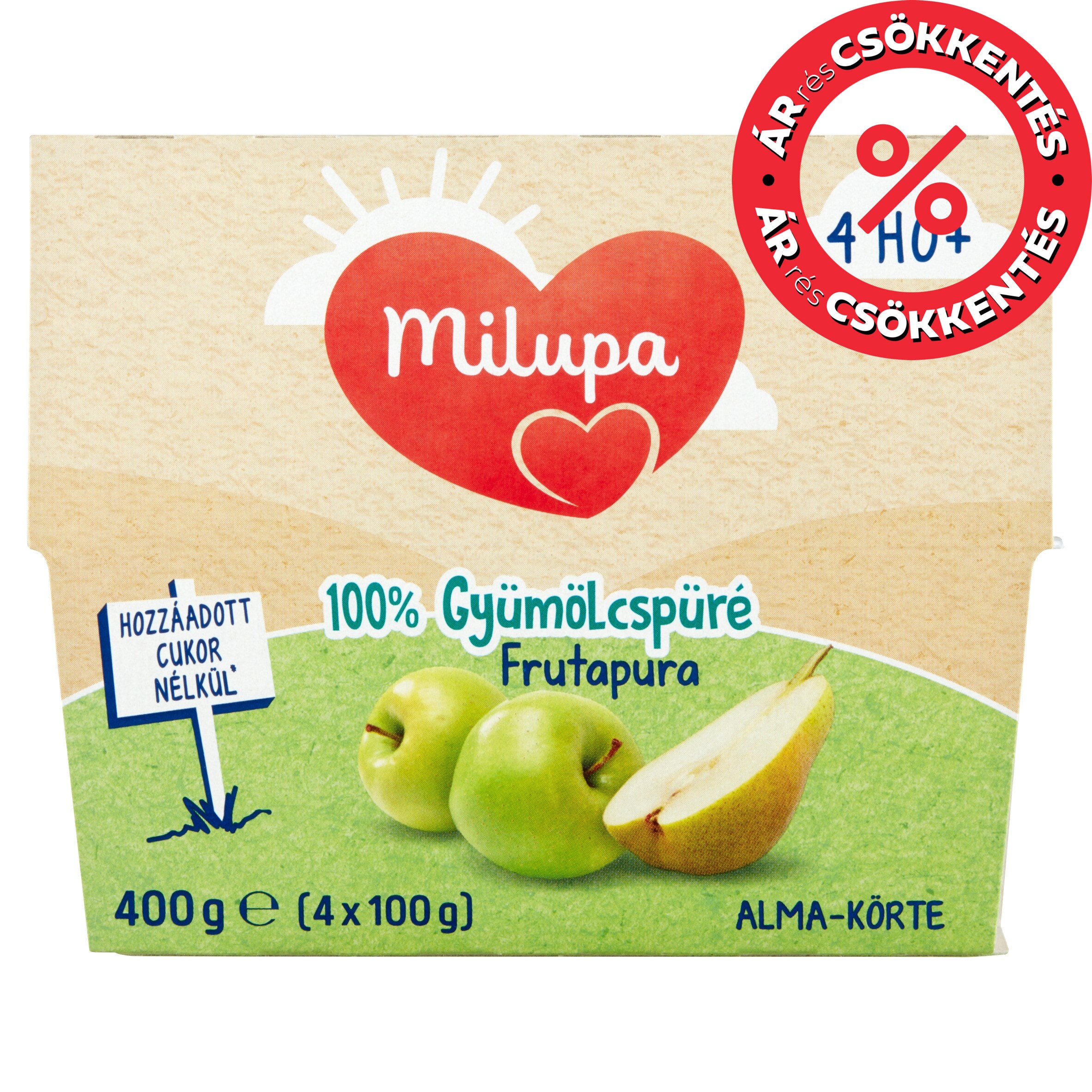 Milupa Frutapura Apple-Pear 100% Fruit Puree 4 Months+ 4 x 100 g (400 g ...
