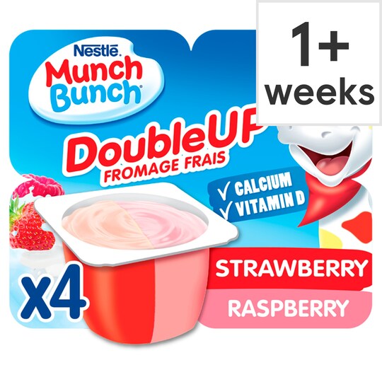 Munch Bunch Double Up Strawberry Raspberry Yogurt 4X85g - Tesco Groceries