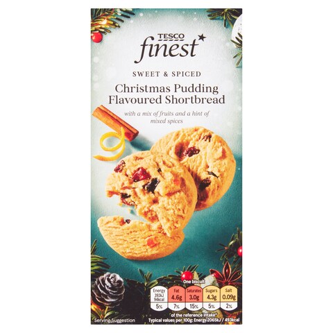 Tesco Finest Christmas Pudding Flavoured Shortbread 150G - Tesco Groceries