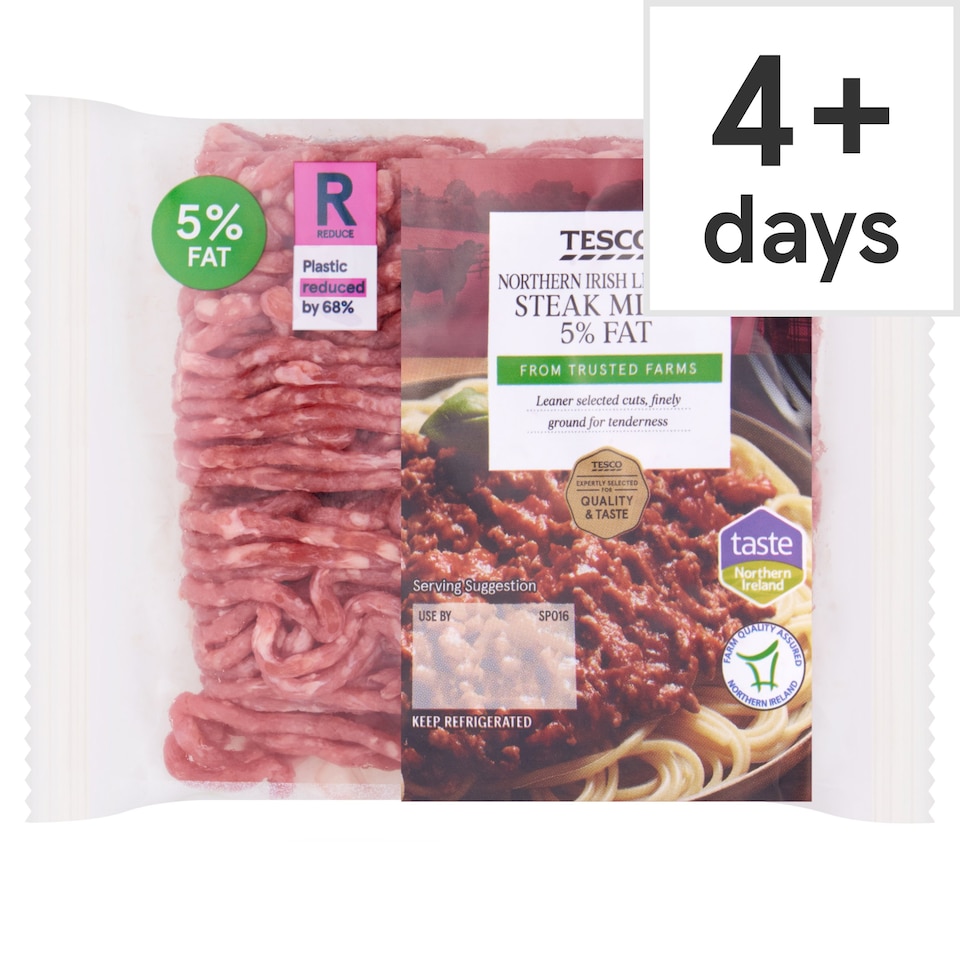 Tesco Northern Irish Lean Beef Steak Mince 5% Fat 250g - Tesco Groceries