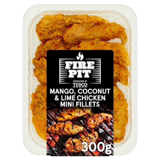 Tesco Firepit Mango Coconut & Lime Chicken Mini Fillets 300G - Tesco ...