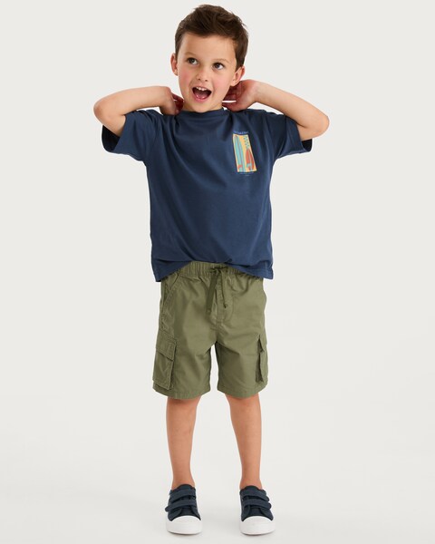 F&F Boys Parachute Cargo Shorts in Khaki - Tesco Groceries