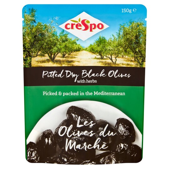 Crespo Dry Black Olives Pouch 150G - Tesco Groceries
