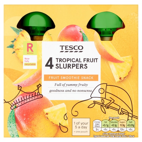 Tesco Tropical Fruit Slurpers 4X90g - Tesco Groceries