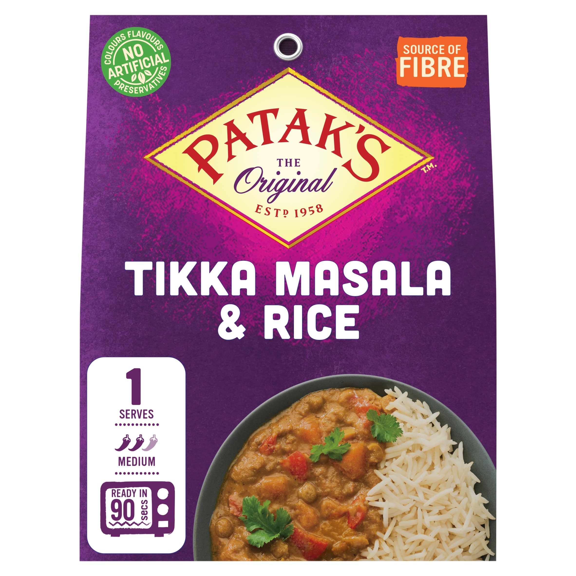 Patak's Tikka Masala Curry & Rice Ready Meal Kit 250g - Tesco Groceries