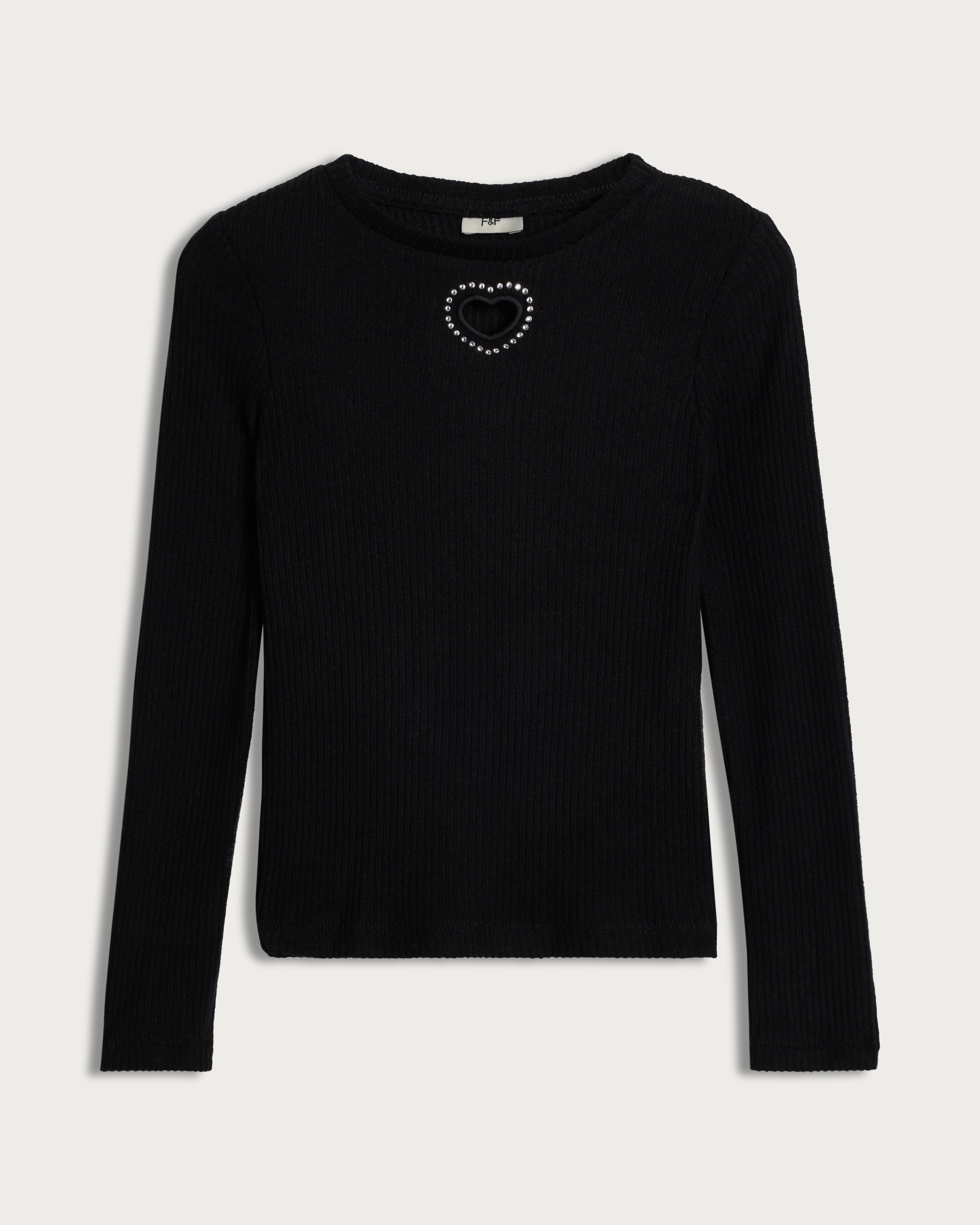 F&F Girls Embellished Heart Long Sleeved Top in Black - Tesco Groceries