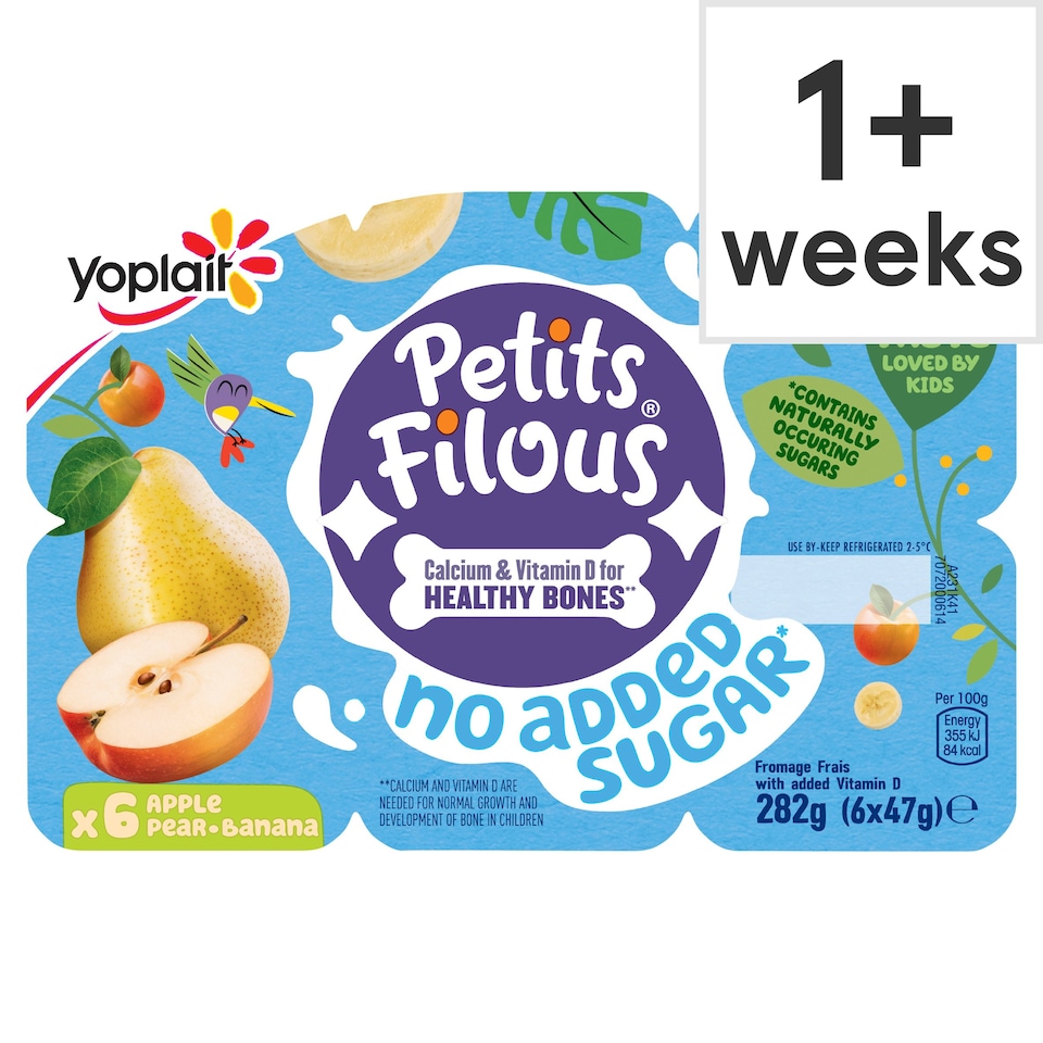 Petits Filous No Added Sugar Apple Pear & Banana Fromage Frais 6 X 47G ...