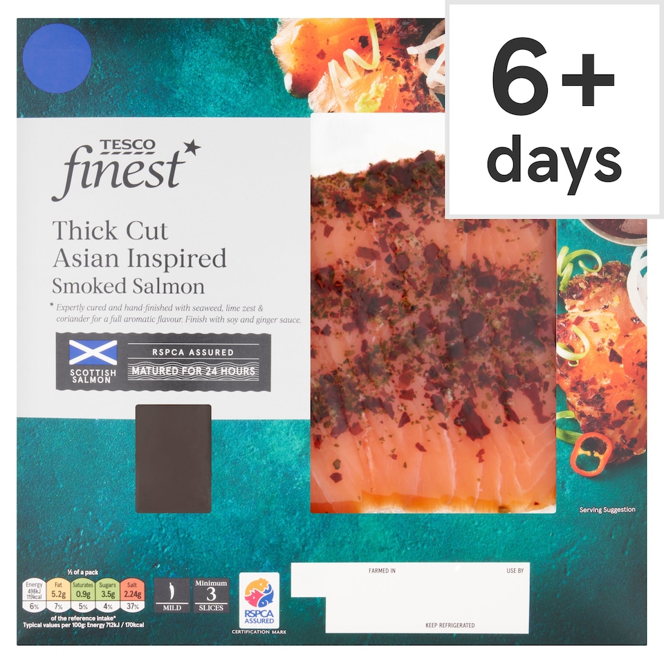 Tesco Finest Thick Cut Asian Inspired Smoked Salmon 140g - Tesco Groceries