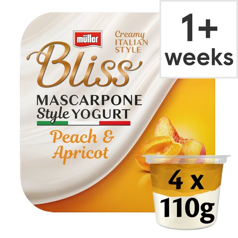 Muller Bliss Mascarpone Peach & Apricot 4 X 110G - Tesco Groceries