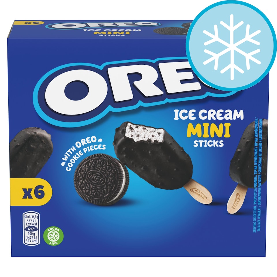 Oreo Vanilla Ice Cream Mini Sticks 6x50ml - Tesco Groceries