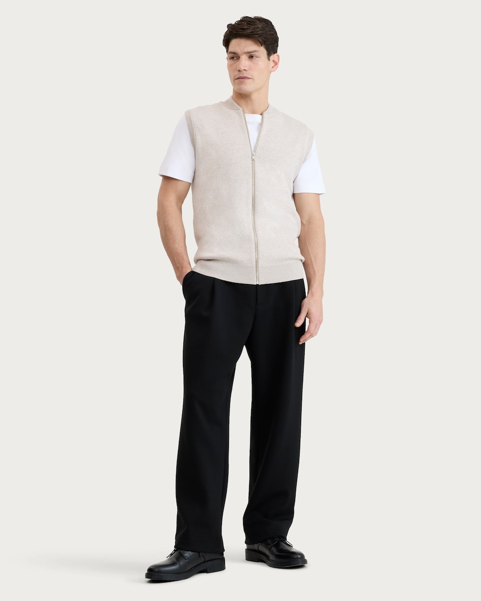 F&F Cotton Rich Knitted Zip Up Gilet in Neutral - Tesco Groceries