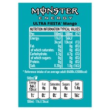 Monster Energy Ultra Fiesta Mango Drink 4 X 500Ml - Tesco Groceries