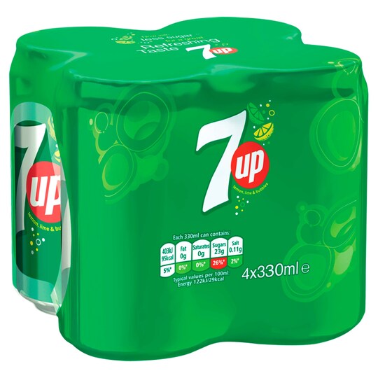 7Up Regular Multi Pack Can 4X330ml - Tesco Groceries