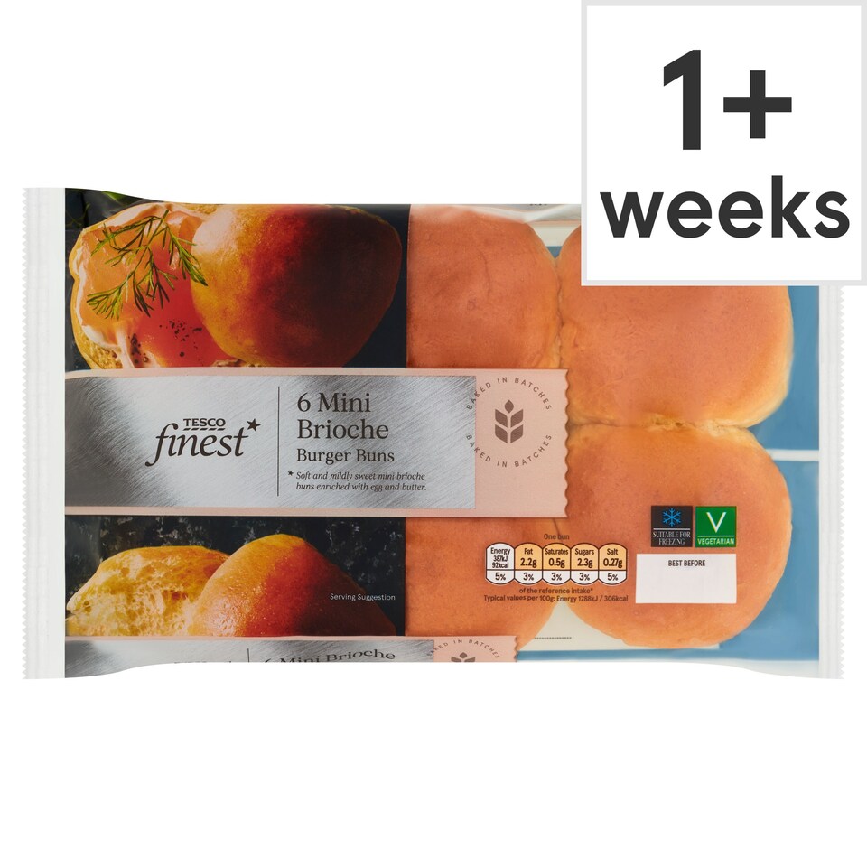 Tesco Finest 6 Mini Brioche Buns - Tesco Groceries
