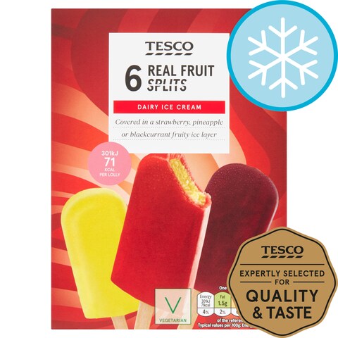 Tesco Real Fruit Splits 6 X 73Ml - Tesco Groceries
