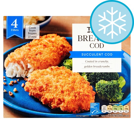 Tesco 4 Breaded Cod Fillets 500G - Tesco Groceries
