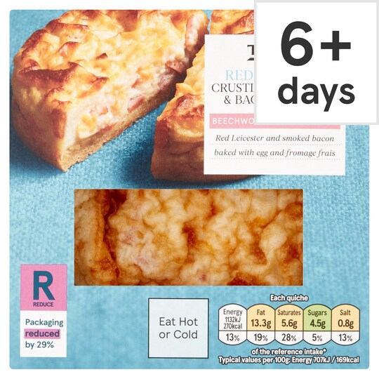 Tesco Reduced Fat Cheese & Bacon Crustless Quiche 160G - Tesco Groceries