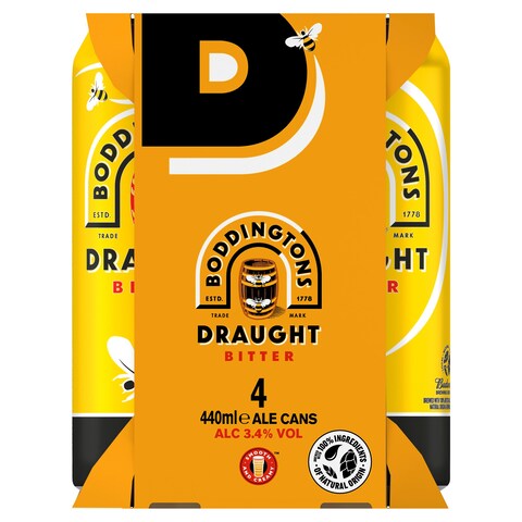 Boddingtons Draught Bitter Beer Cans 4 x 440ml - Tesco Groceries