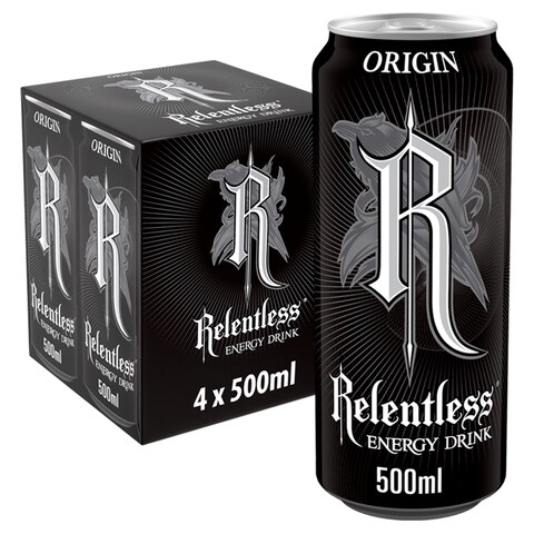 Relentless Origin Energy Drink 4x500ml - Tesco Groceries
