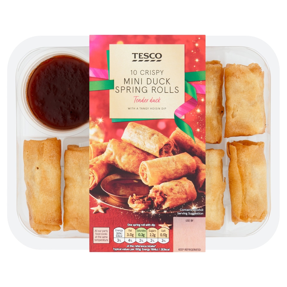 Tesco 10 Mini Duck Spring Roll With Hoisin Dip 220G - Tesco Groceries
