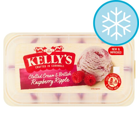 Kelly's Clotted Cream & Raspberry Ripple Ice Cream 950Ml - Tesco Groceries