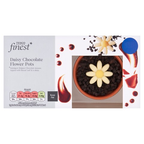 Tesco Finest 2 Belgian Chocolate Plant Pots with Daisies 156g - Tesco ...