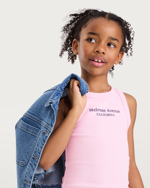 F&F Girls 2-Pack Melrose Avenue Slogan Vests in Multi - Tesco Groceries
