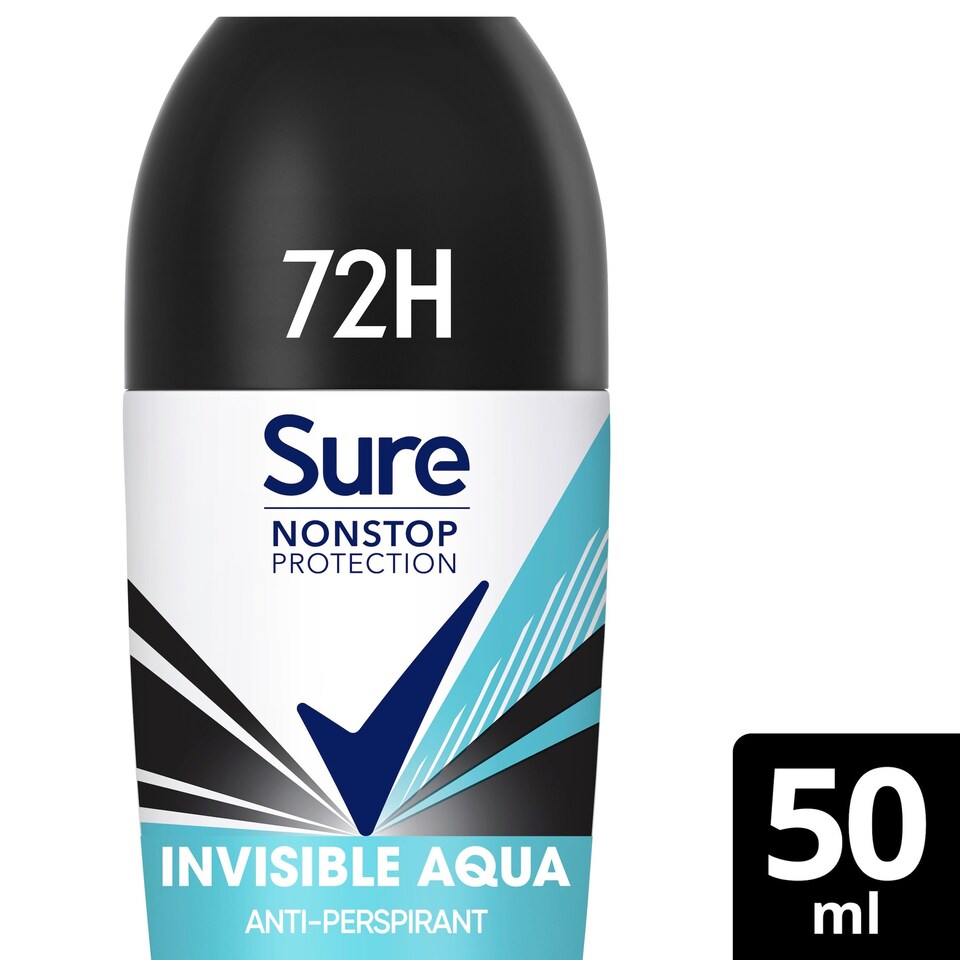 Sure Invisible Aqua 72H Roll On A/Pspirnt 50Ml - Tesco Groceries