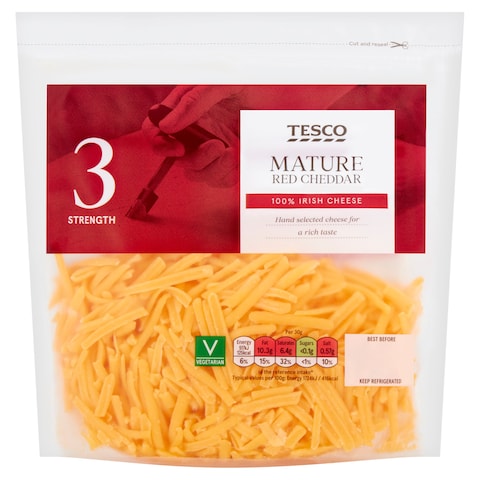 Tesco Grated Mature Red Cheddar 250g - Tesco Groceries