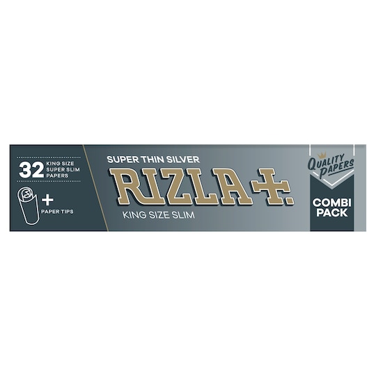 Rizla Slim Silver King Size 32'S Plus Tips Combination Pack - Tesco ...