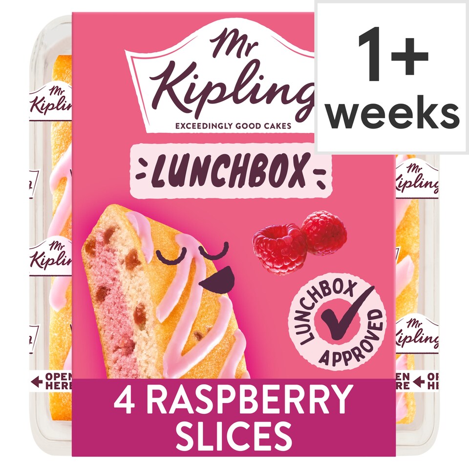 Mr Kipling Raspberry Lunchbox Cake Slices 4 pack - Tesco Groceries