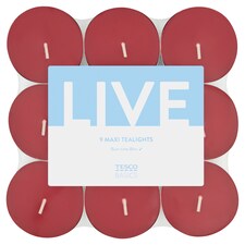 Tesco Basics Maxi Tealights Red 9 pcs - Tesco Groceries