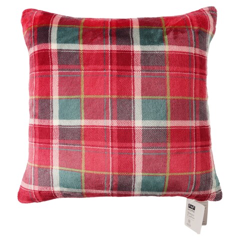 F&F Home Tartan Sherpa Cushion - Tesco Groceries