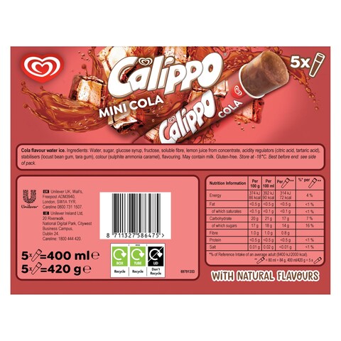 Wall's Calippo Mini Cola Ice Lollies 5x80ml - Tesco Groceries