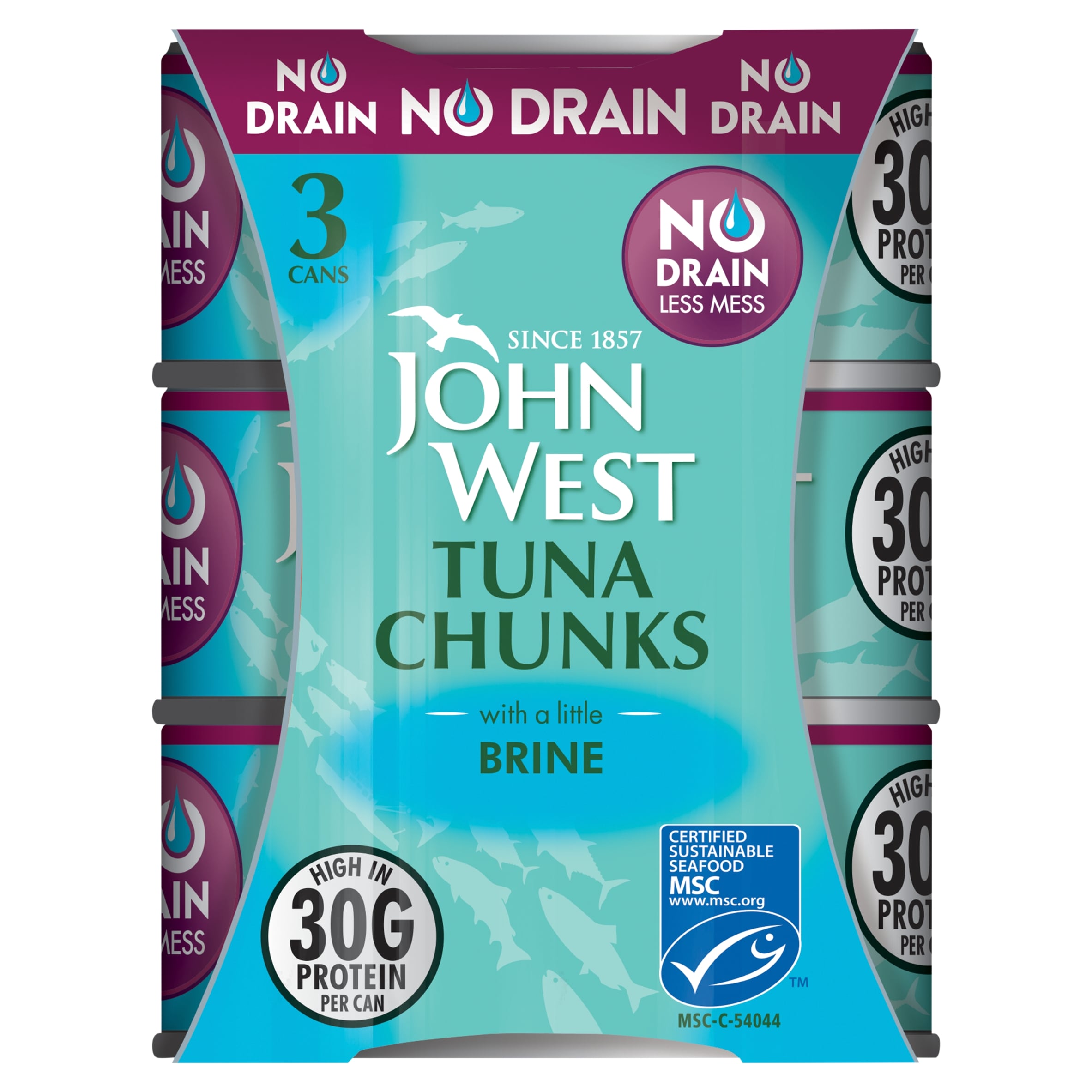 John West No Drain Tuna Chunks with Brine 3 x 110g - Tesco Groceries
