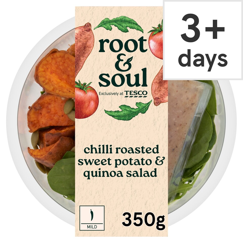 Root & Soul Chilli Roasted Sweet Potato & Quinoa Salad 350g - Tesco ...