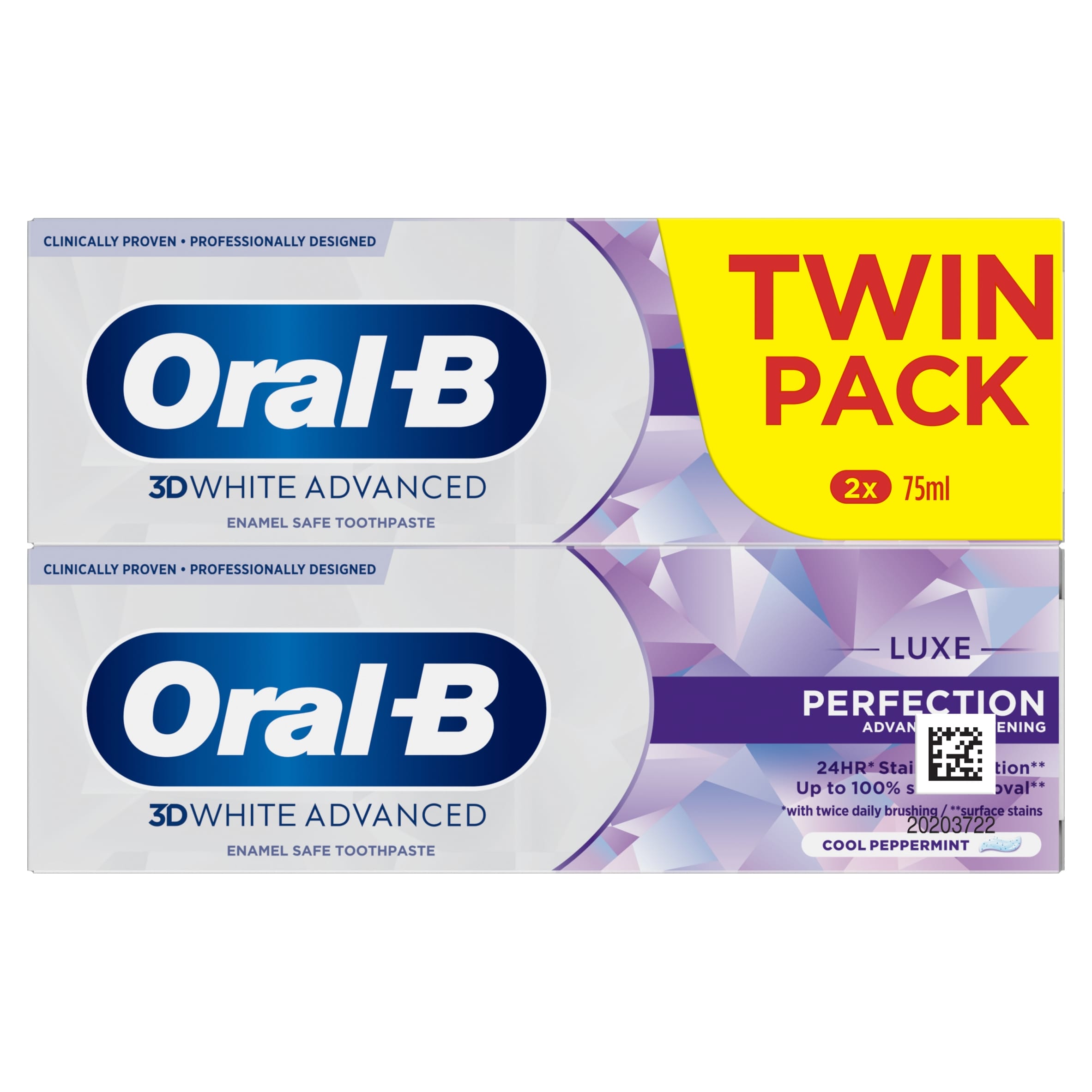 Oral-B 3D White Advanced Luxe Perfection Toothpaste Twin Pack 2x75ml ...