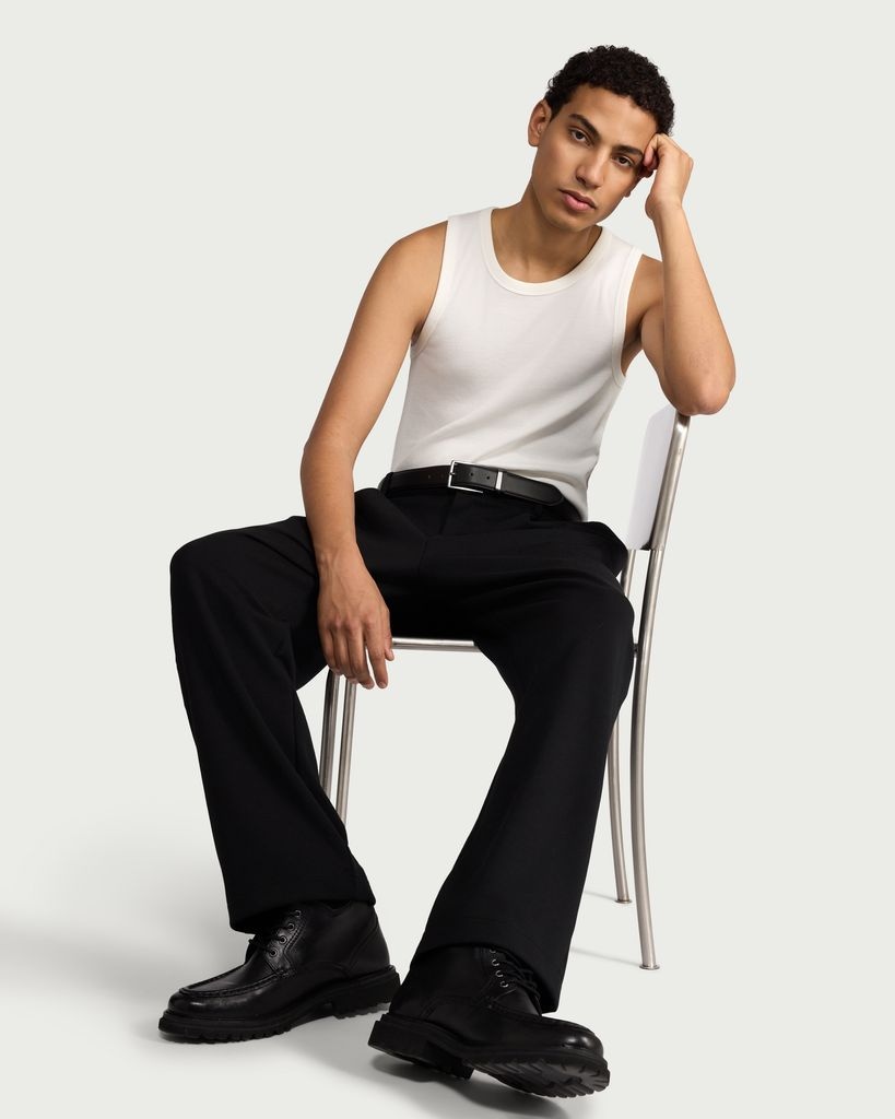 F&F Cotton Rich Ribbed Vest in Ecru - Tesco Groceries