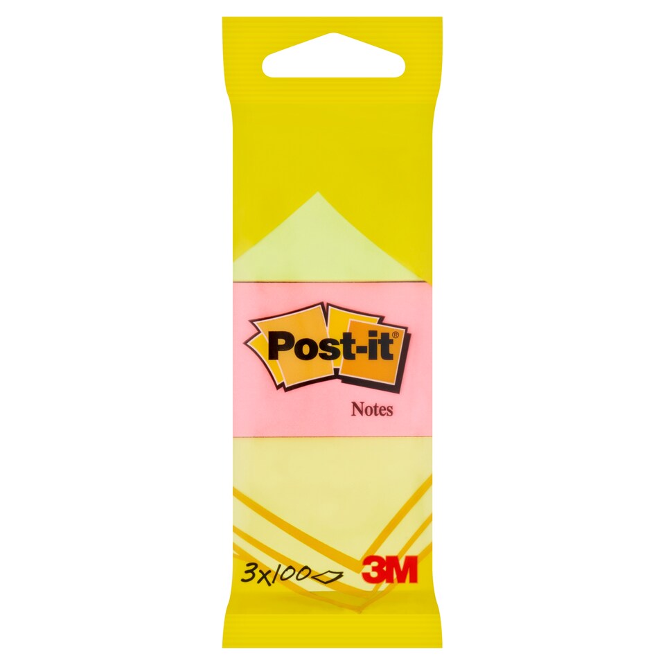 3M Post It Notes Neon Triple Pack 38Mm X 51Mm - Tesco Groceries