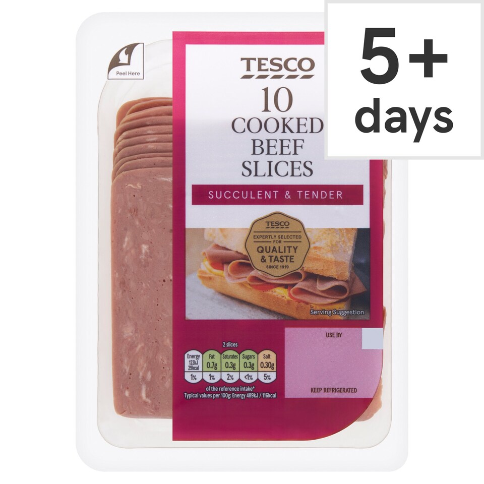 Tesco 10 Cooked Beef Slices 125g - Tesco Groceries