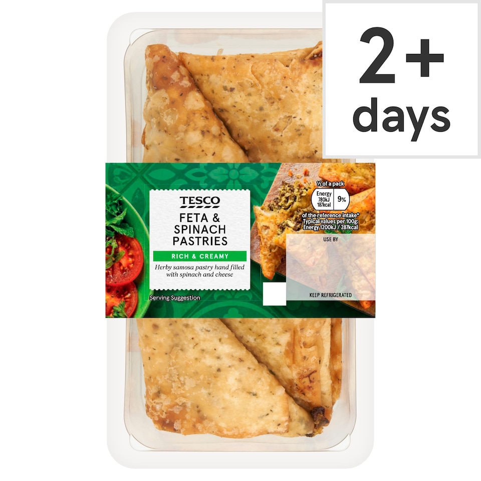 Tesco Feta & Spinach Pastries 130g - Tesco Groceries